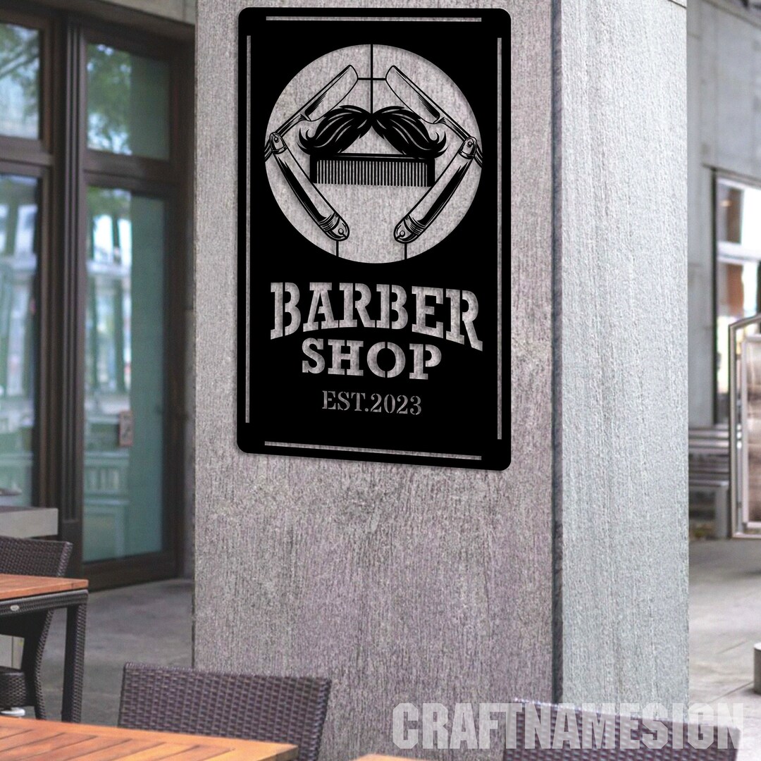 Personalized Barber Shop Metal Sign, Custom Barber Shop Name Sign ...