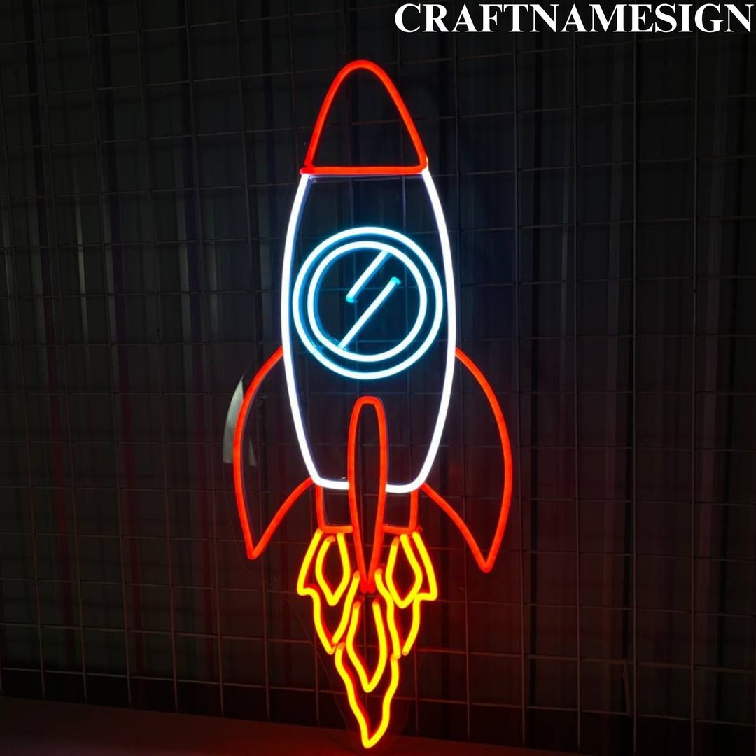 Cartoon Space Rocket Led Sign, Space Rocket Neon Sign, Custom Neon Sign ...