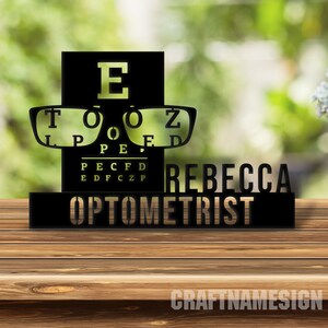 Custom Wooden Optometry Desk Name Plate, Optometrist Metal Nameplate ...