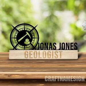 Custom Wooden Geologist Desk Name Plate, Geology Metal Nameplate for ...