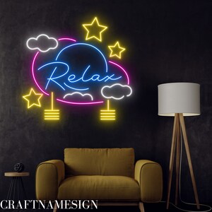 Relax Neon Sign, Relax Led Sign, Custom Neon Sign, Star Cloud Night ...