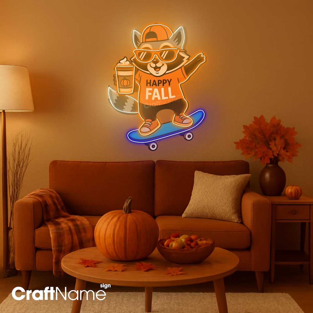 Raccoon Neon Light Sign, Funny Animal LED Wall Decoration for Bedroom ...