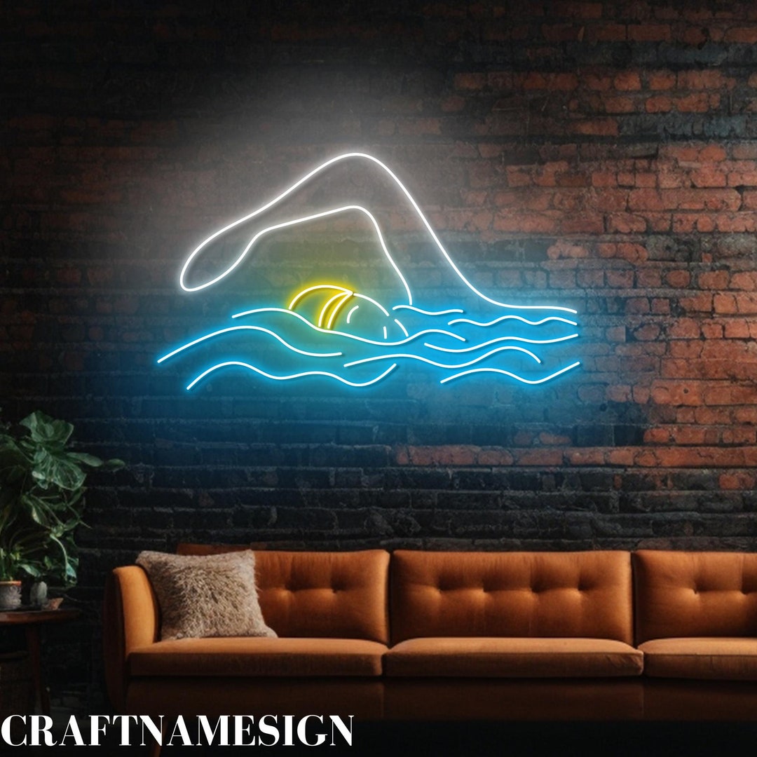 Swimmer Neon Sign, Swimming Pool Led Sign, Custom Neon Sign, Swimming ...