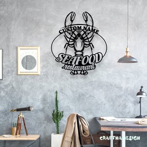 Custom Lobster Seafood Restaurant Metal Wall Art LED Light ...