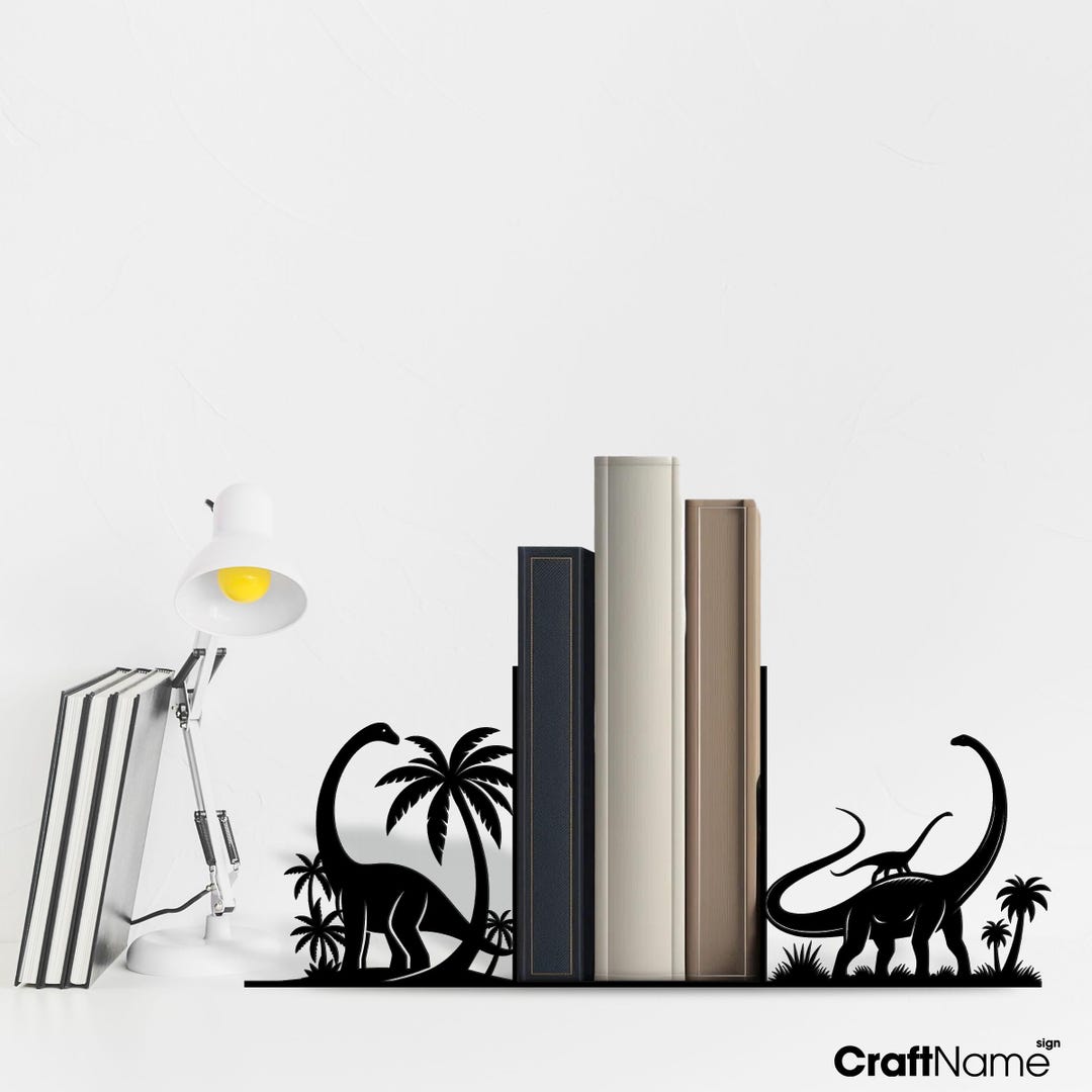 Custom Dinosaur Book Holder Metal Sign, Dinosaur Lover Metal Bookend ...