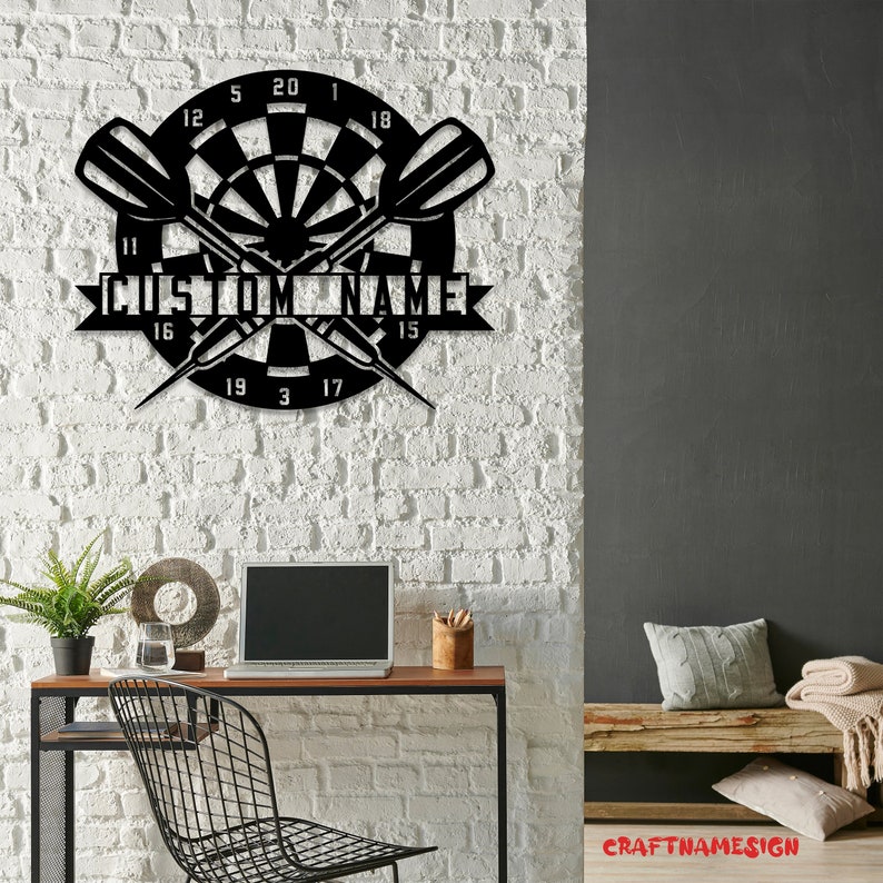 Custom Dartboard Dart Game Metal Wall Art LED Light - Etsy