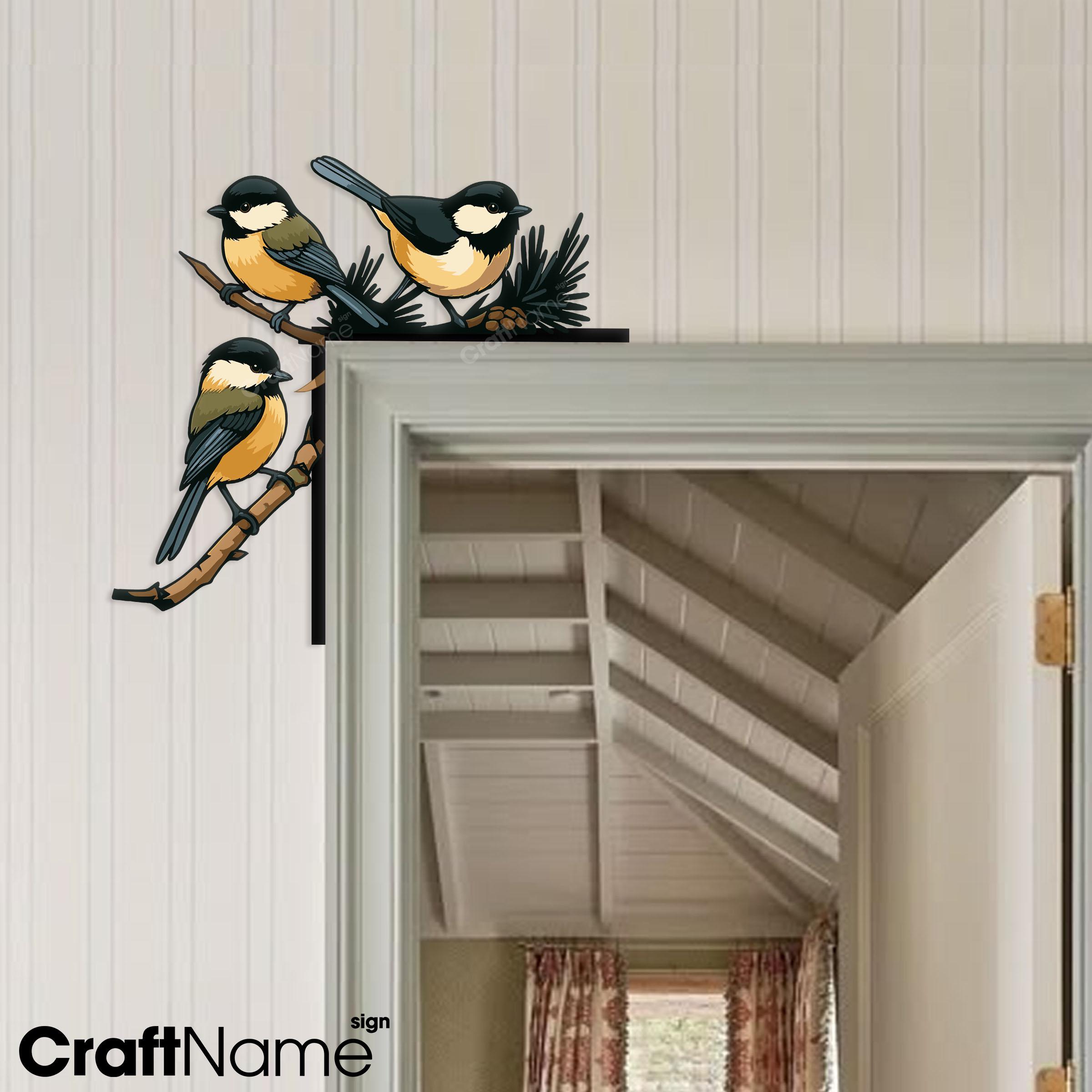 Chickadee Birds Metal Door Corner Decor, Chickadee Door Topper, Birds ...