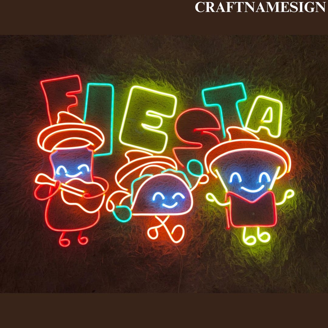 Fiesta Neon Sign, Fiesta Mexican Food Led Sign, Custom Neon Sign ...