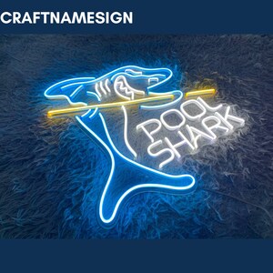 Billiard Pool Shark Neon Sign, Pool Shark Led Sign, Billiards Neon ...