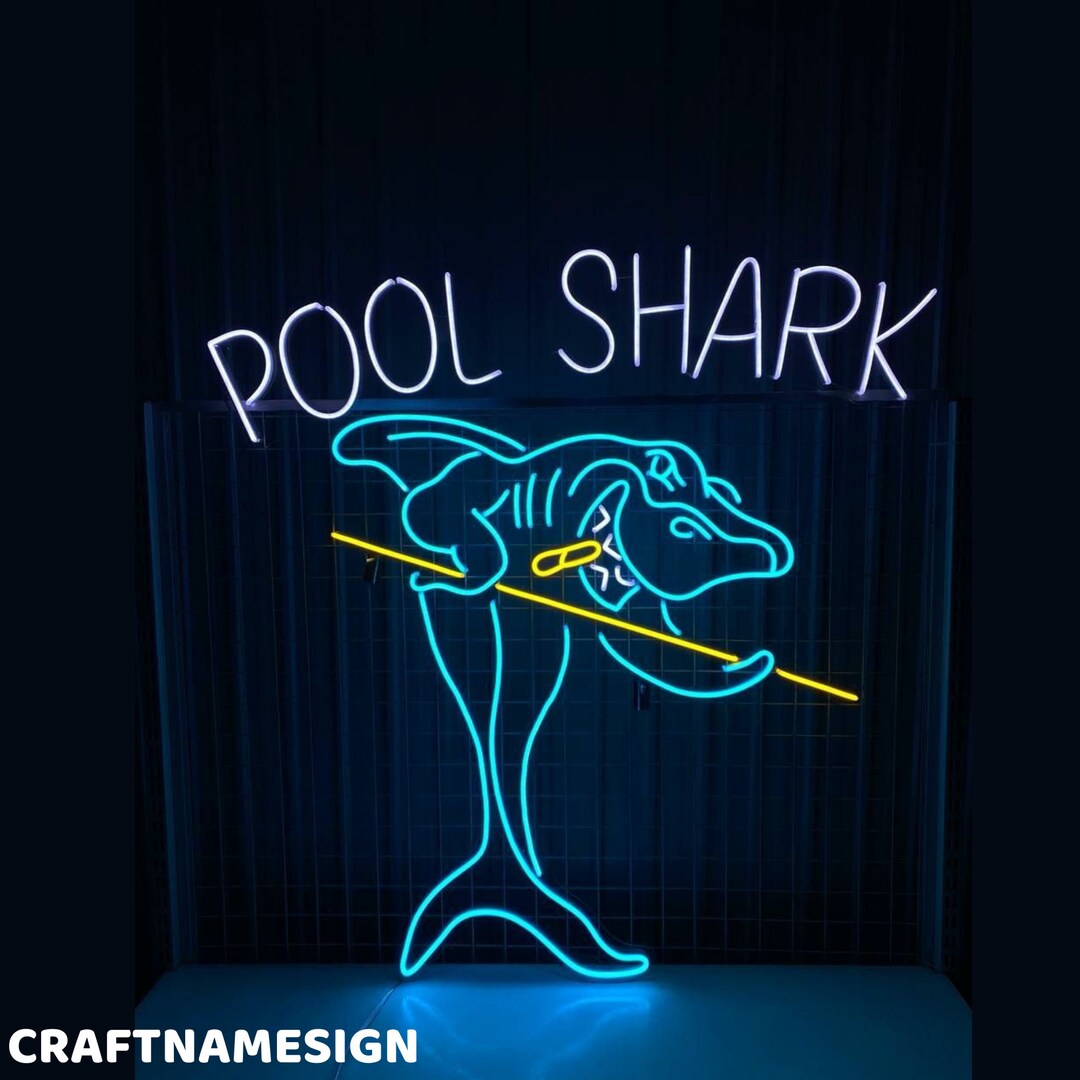 Pool Shark Neon Sign, Billiards Led Sign, Billiards Pool Hall Neon Sign ...