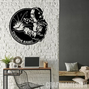 Custom Ironworker Welding Metal Wall Art LED Light, Welder Dad Gifts ...