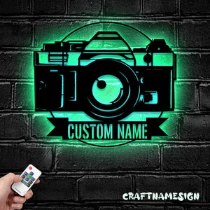 Custom Camera Photo Taking Metal Wall Art LED Light - Personalized ...