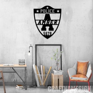 Personalized Police Force Metal Sign With LED Lights, Custom Police ...