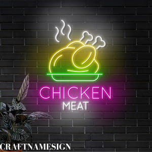 Chicken Meat Neon Sign, Chicken Butcher Shop Led Sign, Custom Neon Sign ...
