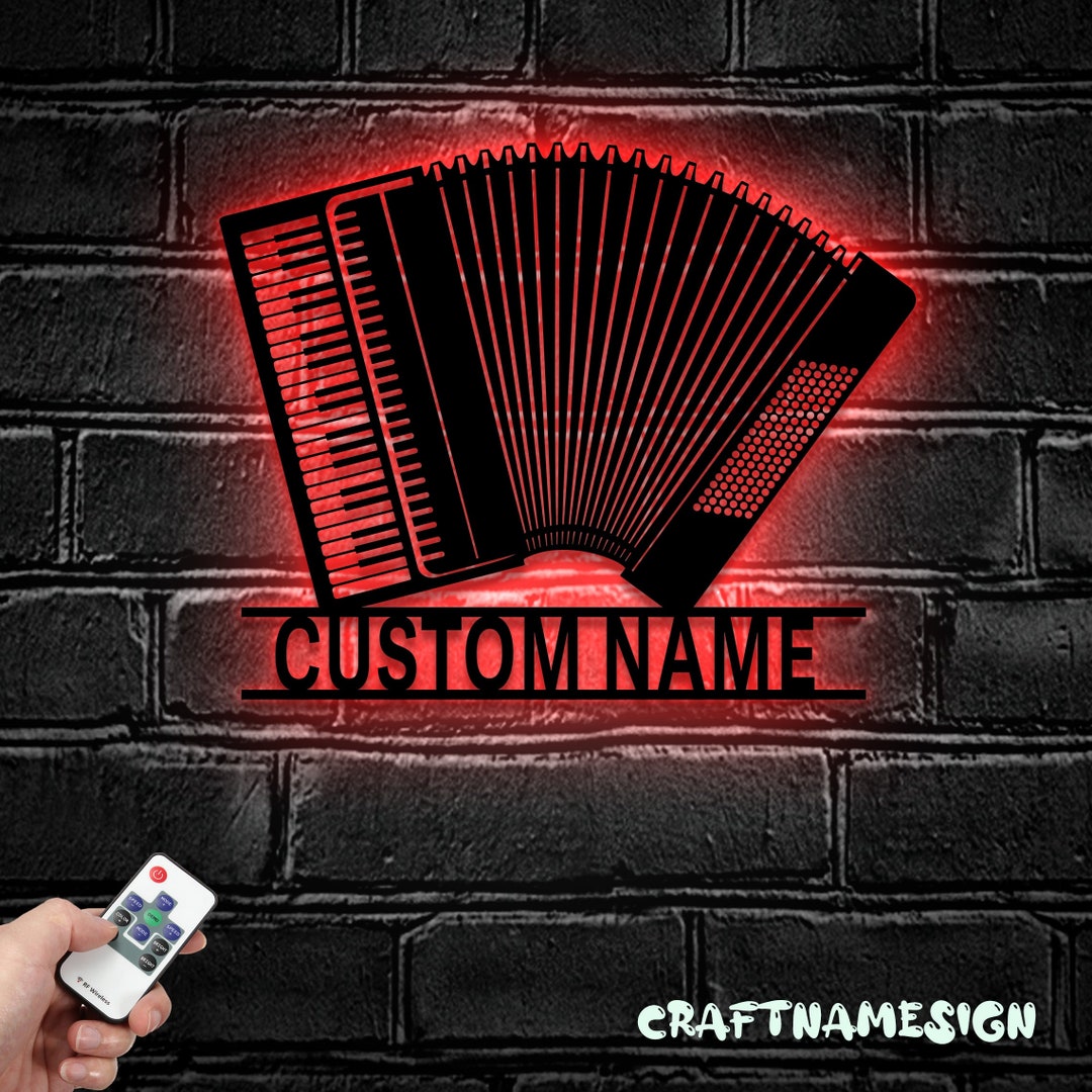 Custom Accordion Musical Instrument Metal Wall Art Led Light ...