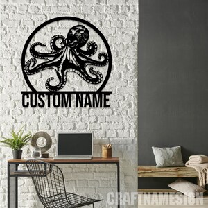 Custom Octopus Tentacles Metal Sign, Octopus Metal LED Decor ...