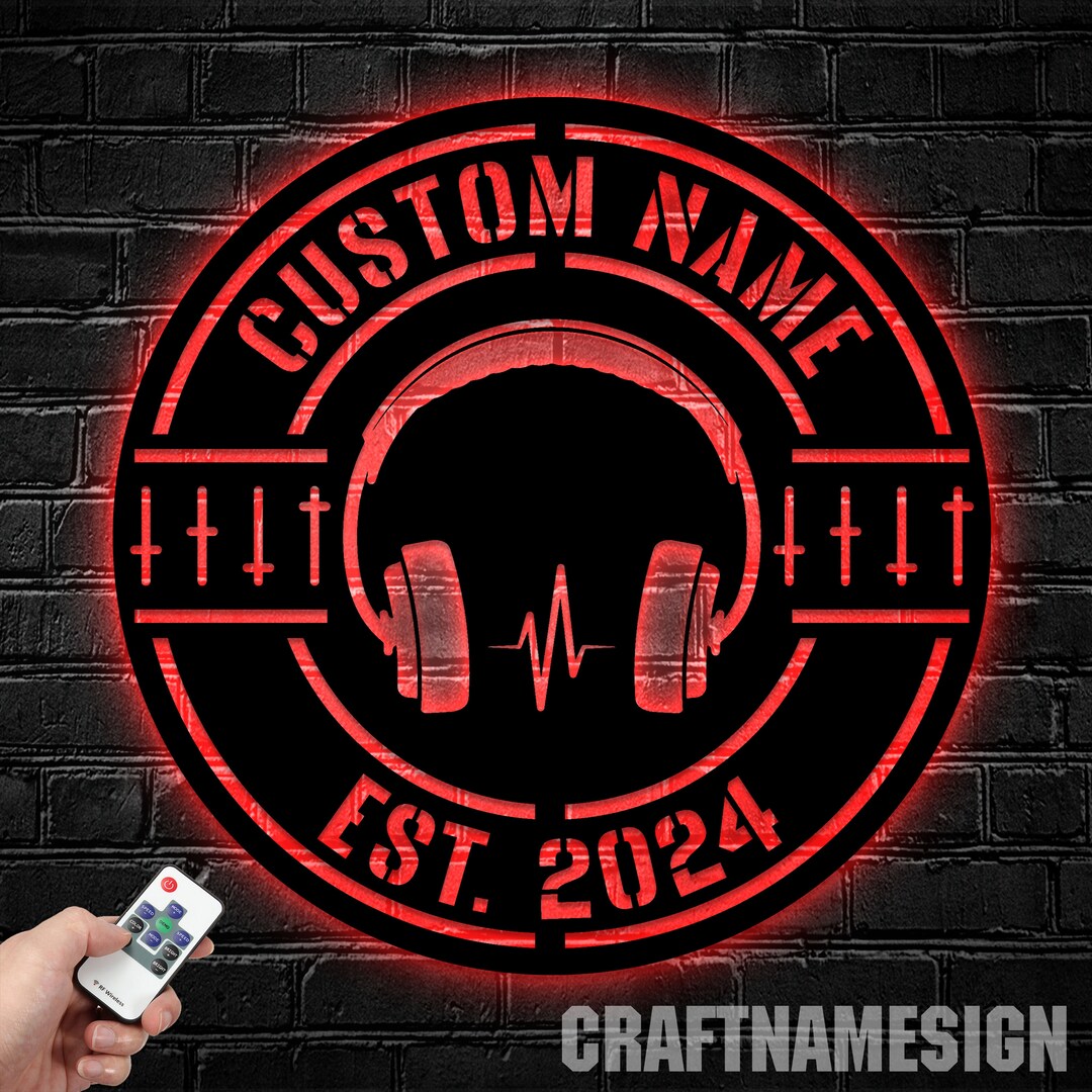 Custom DJ Player Metal Wall Art LED Light - Personalized Disc Jockey ...