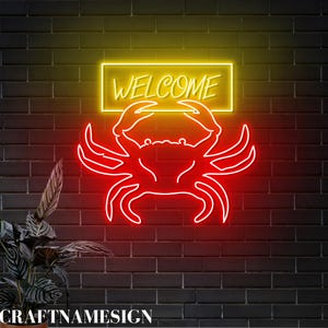 Crab Seafood Restaurant Welcome Led Sign, Crab Store Neon Sign, Custom ...