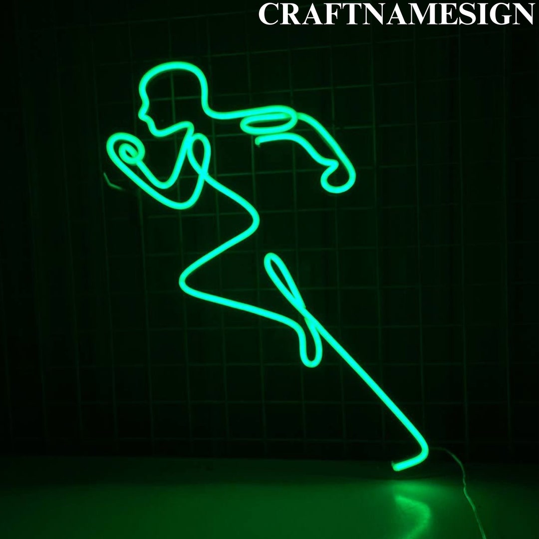 Running Man Neon Sign, Jogging Man Led Sign, Custom Neon Sign, Athletic ...