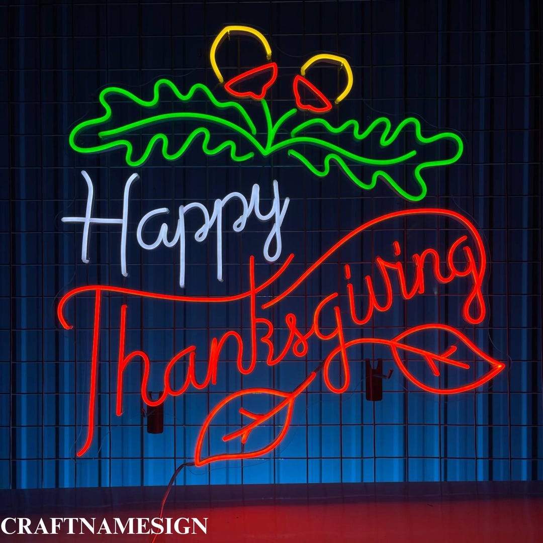 Happy Thanksgiving Neon Sign, Thanksgiving Fall Season Led Sign, Hello ...