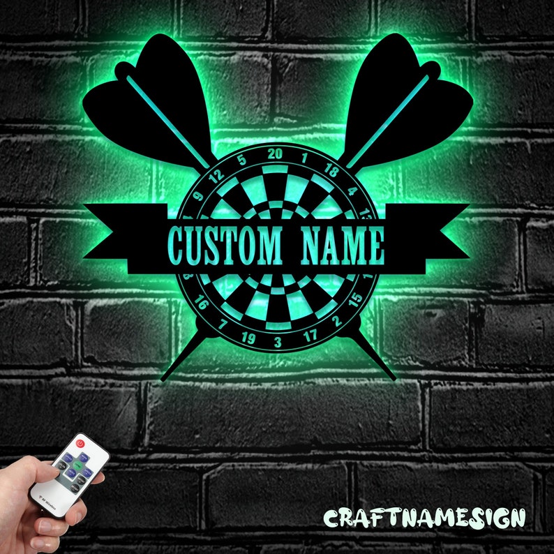 Custom Dartboard Dart Game Metal Wall Art LED Light - Etsy