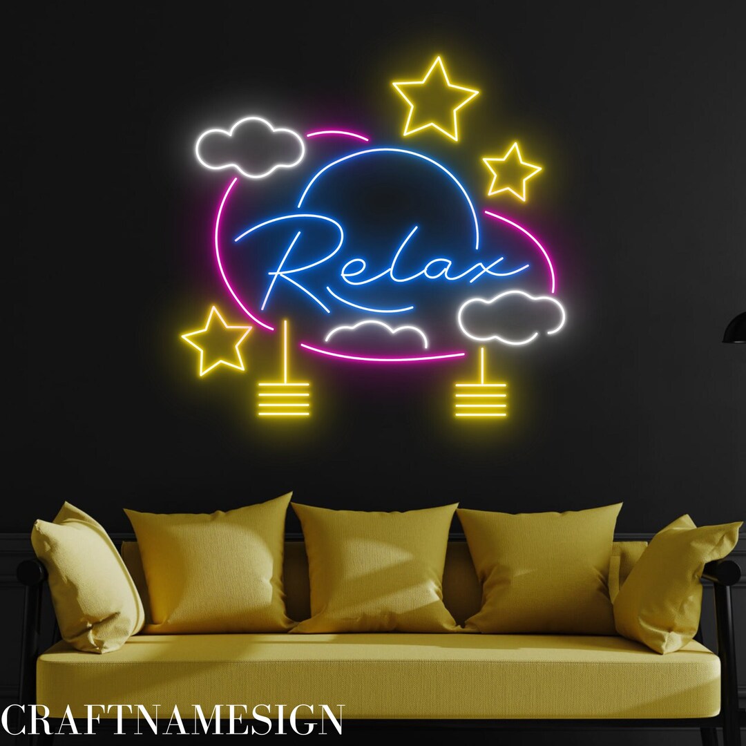 Relax Neon Sign, Relax Led Sign, Custom Neon Sign, Star Cloud Night ...