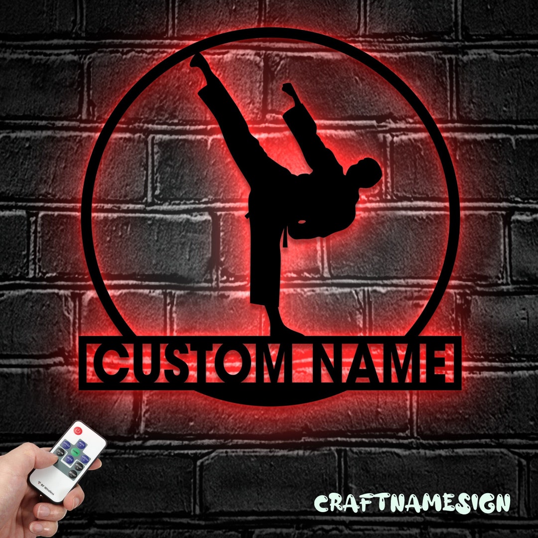 Custom Boy Karate Martial Arts Metal Wall Art With LED Light ...