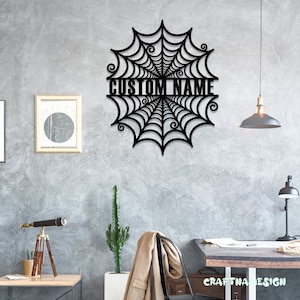 Custom Halloween Spider Metal Wall Art LED Light - Personalized Creepy ...