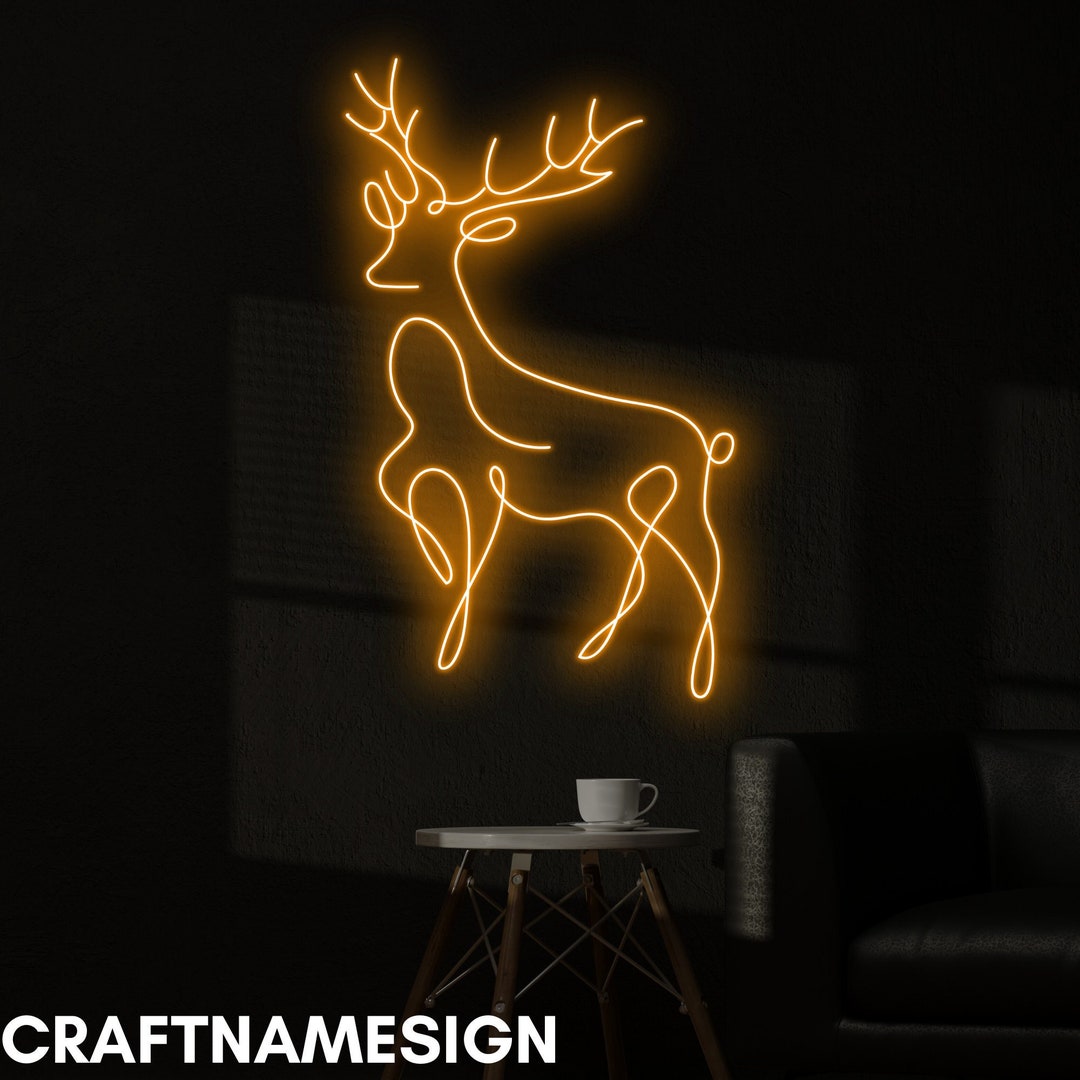 Wild Deer Line Neon Sign, Wild Deer Led Sign, Custom Neon Sign, Deer ...