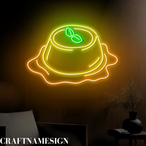 Flan Led Sign, Open Flan Dessert Shop Neon Sign, Custom Neon Led Light ...