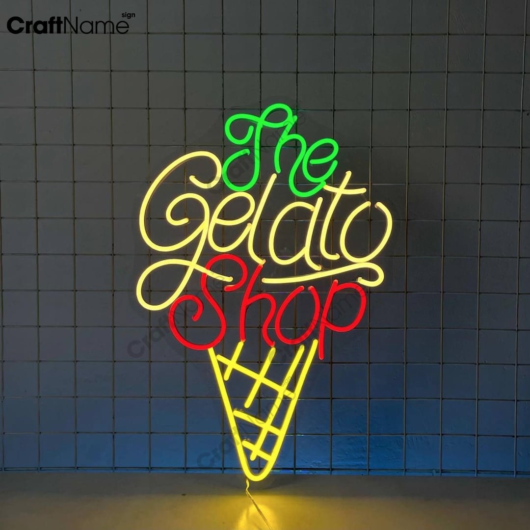 The Gelato Shop Led Sign, Ice Cream Bar Neon Sign, Gelato Ice Cream ...