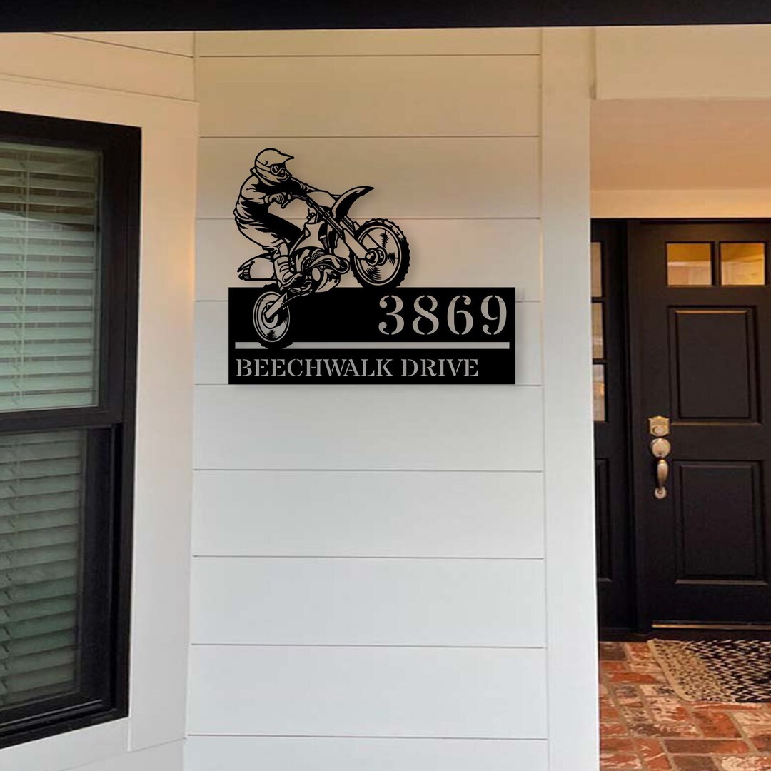 Personalized Dirtbike Motocross Rider Metal Address Sign, Motocross ...