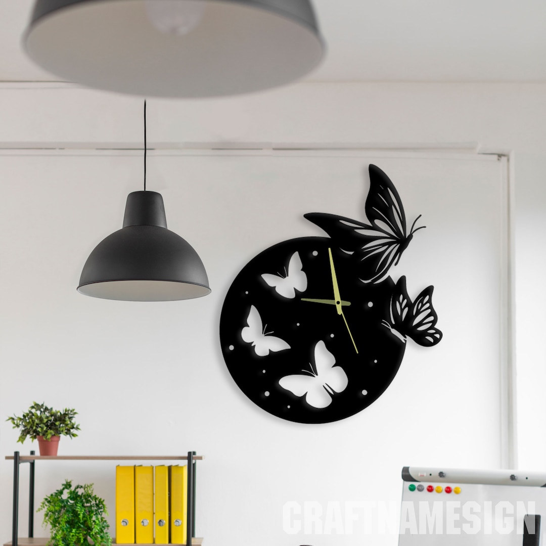 Large Butterfly Metal Wall Clock, Wall Clock Unique for Home Decor and ...