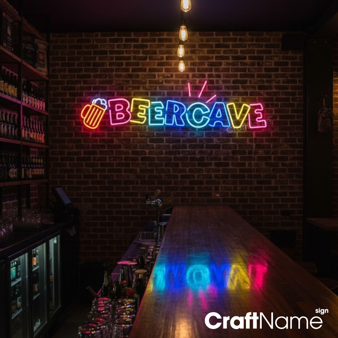 Beer Cave Neon Sign, Custom LED Wall Light for Bar, Pub, or Man Cave ...