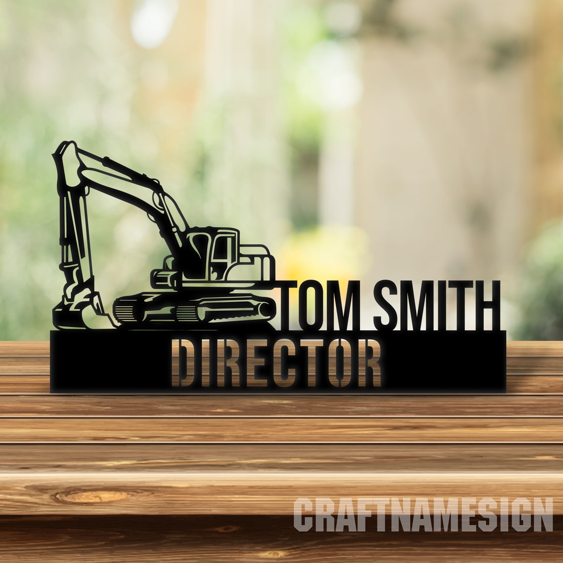 Custom Wooden Excavator Driver Desk Name Plate, Excavator Metal ...