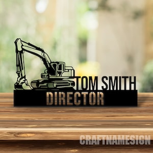 Custom Wooden Excavator Driver Desk Name Plate, Excavator Metal ...