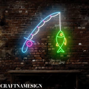 Fishing Hook Neon Sign, Fishing Hook Shop Led Sign, Custom Neon Sign ...