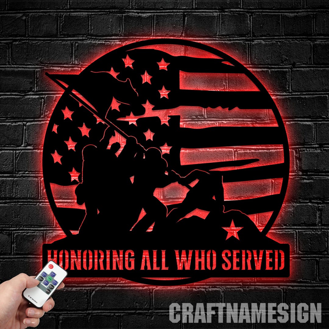 Happy Veterans Day Honoring All Who Served Metal Wall Art Led Light ...