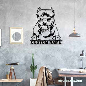 Custom Pitbull Metal Wall Art LED Light - Personalized Dog Lover Name ...