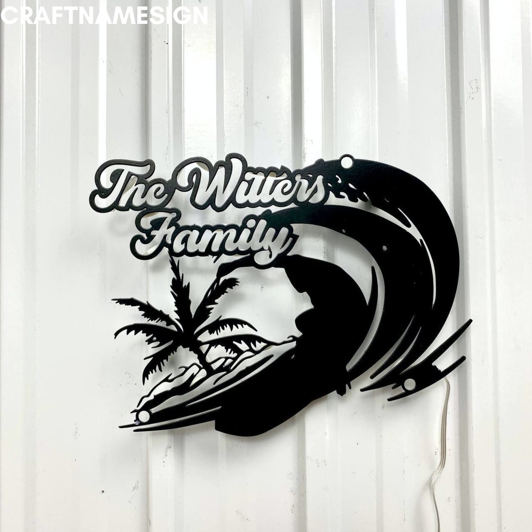 Custom Wave Surfing Metal Sign, Wave Surfing Club Led Sign ...