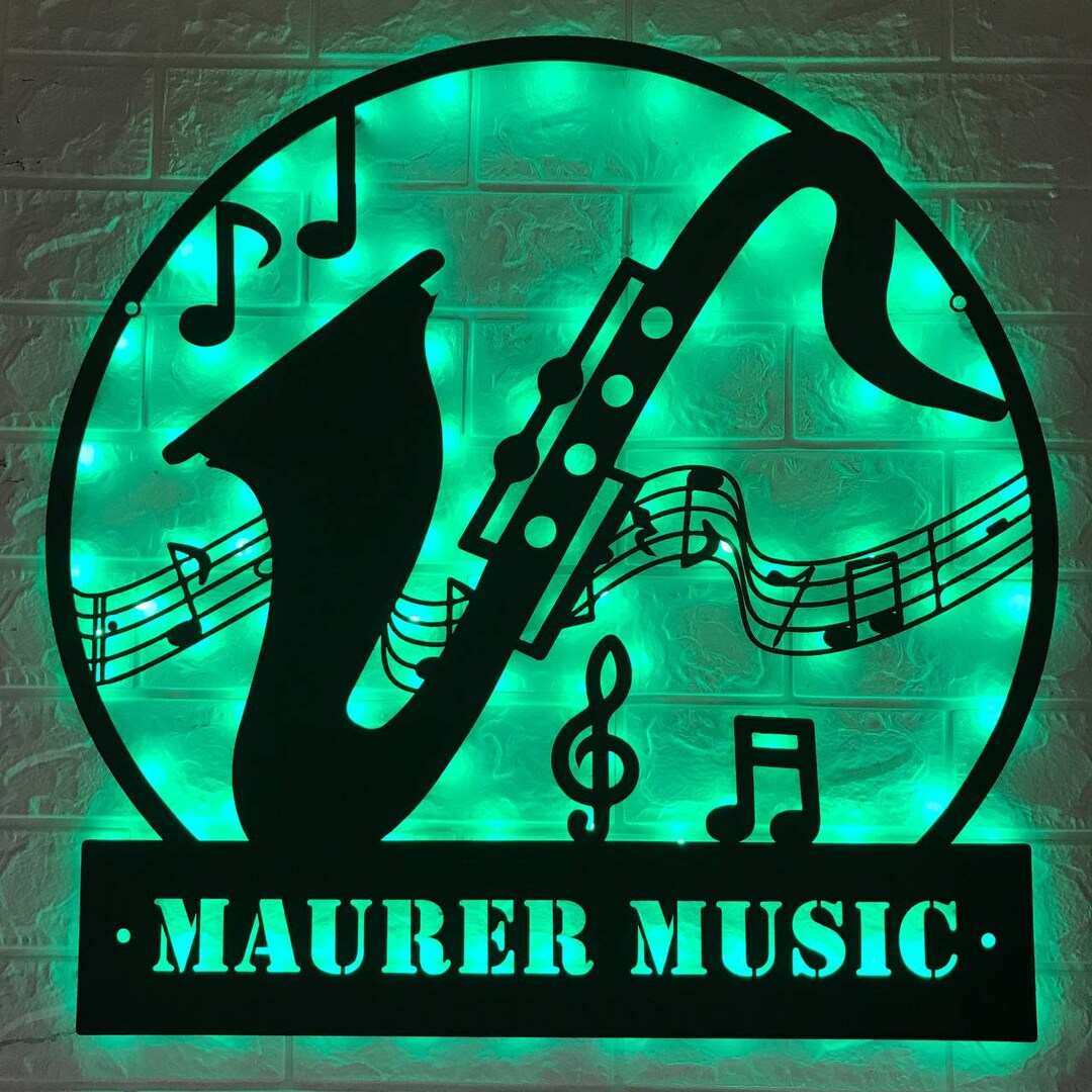 Custom Saxophone Musical Instrument Metal Wall Art LED Light ...