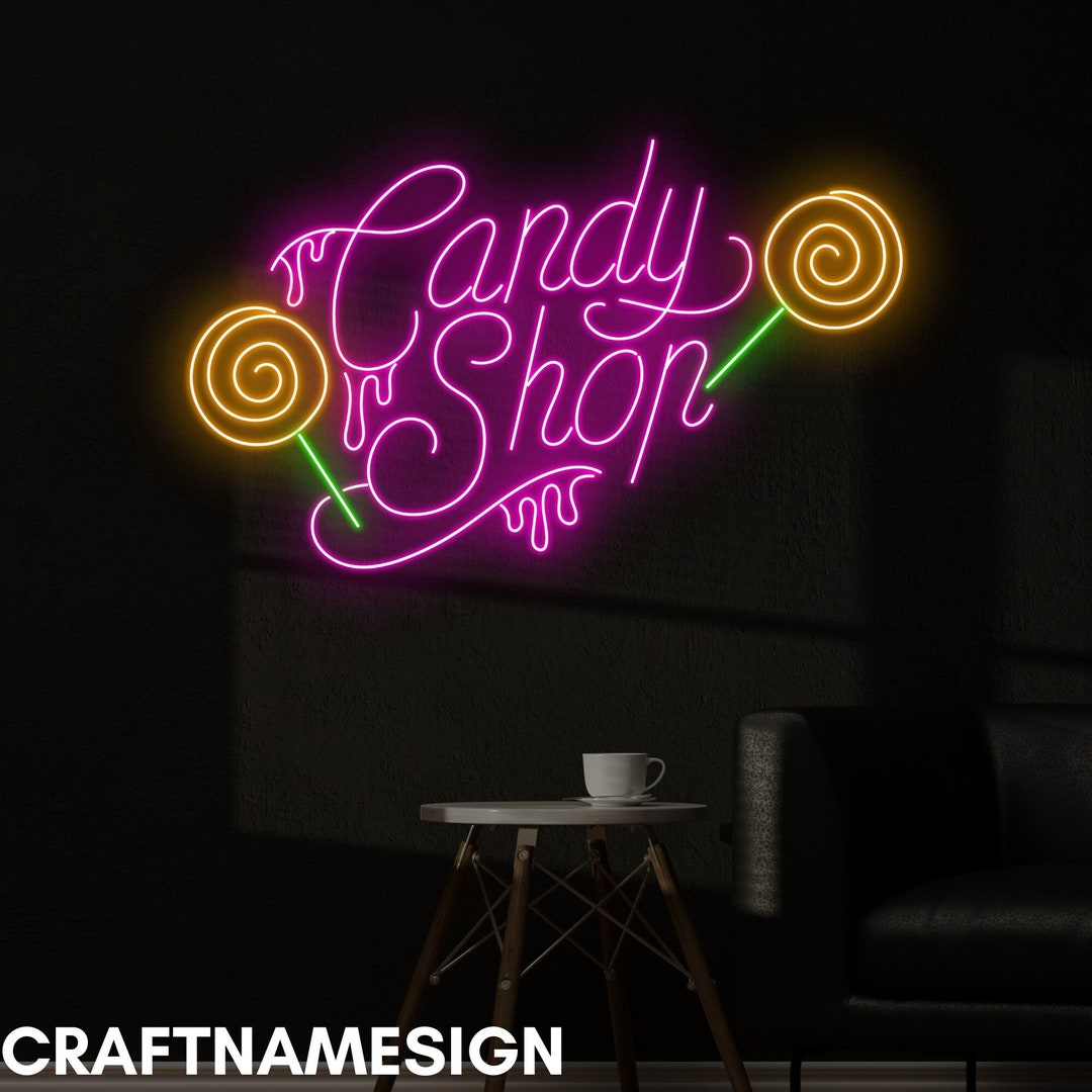 Candy Shop Neon Sign, Lollipop Candy Shop Led Sign, Custom Neon Sign, Candy Shop Wall Decor ...