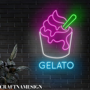 Open Gelato Ice Cream Shop Led Sign, Ice Cream Neon Sign, Custom Neon ...