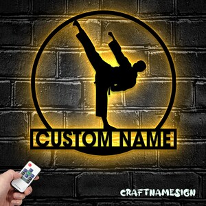 Custom Boy Karate Martial Arts Metal Wall Art With LED Light ...