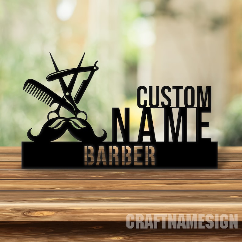 Custom Hairdresser Desk Name Plate, Barber Shop Metal Nameplate for ...