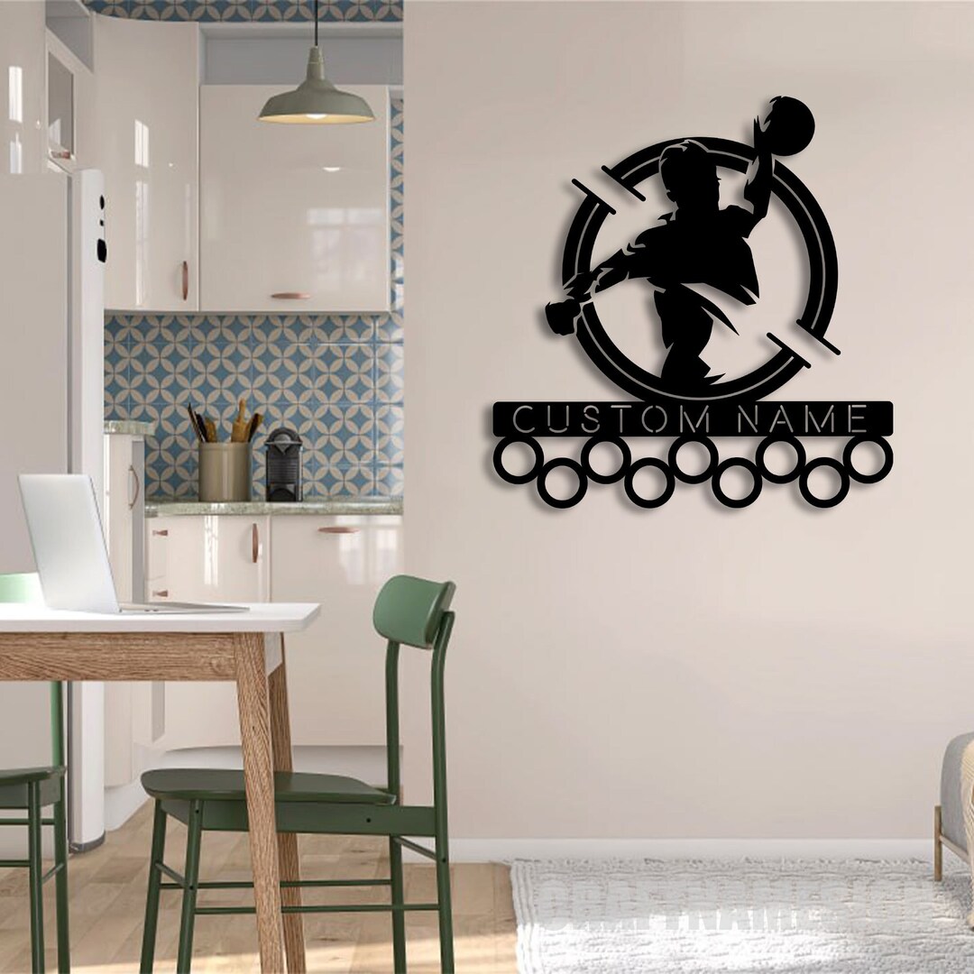 Custom Metal Handball Medal Hanger Wall Art Led Light, Handball Player ...