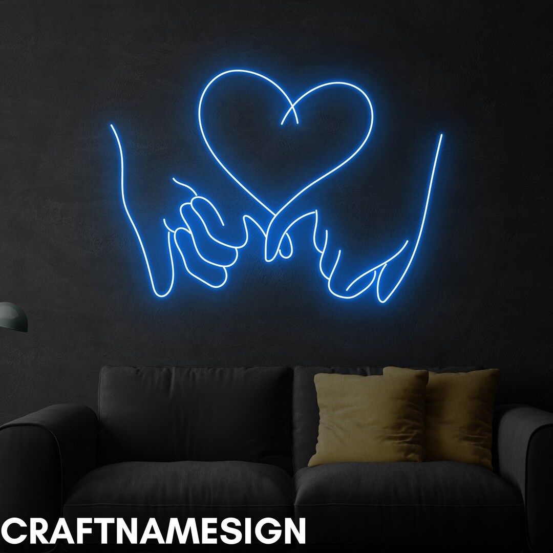 Holding Hands Neon Sign, Holding Hands Heart Led Sign, Custom Neon Sign ...