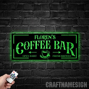 Personalized Coffee Bar Metal Name Sign, Coffee Sign, Shop Sign, Metal ...