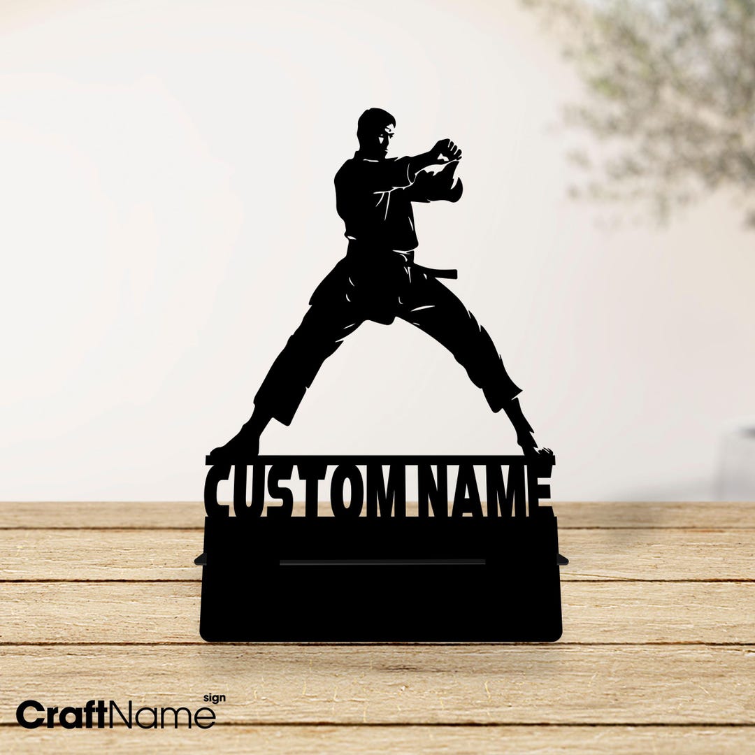 Custom Karate Metal Cell Phone Desk Holder, Minimalist Karate Player ...