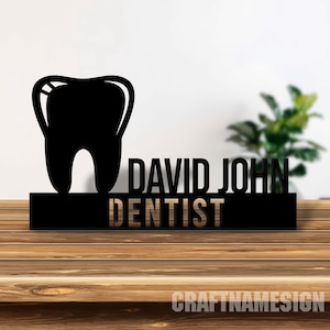 Custom Dentist Wooden Desk Name Plate, Dentist Metal Nameplate for Desk ...